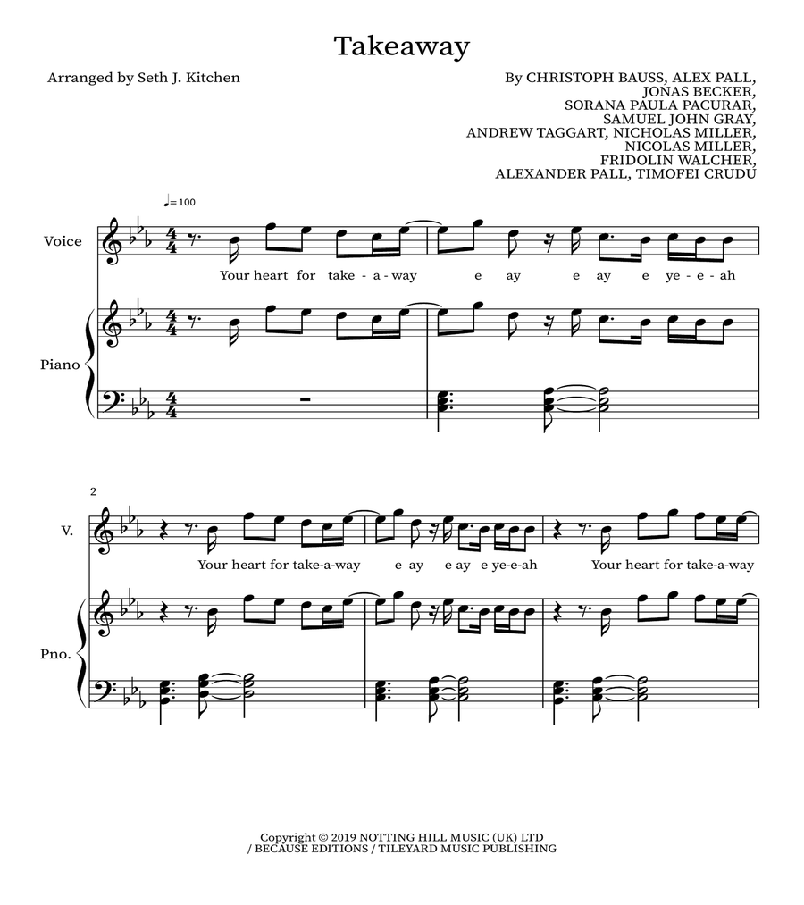 Takeaway - Piano, Vocal, Guitar - Digital Sheet Music | Sheet Music Plus
