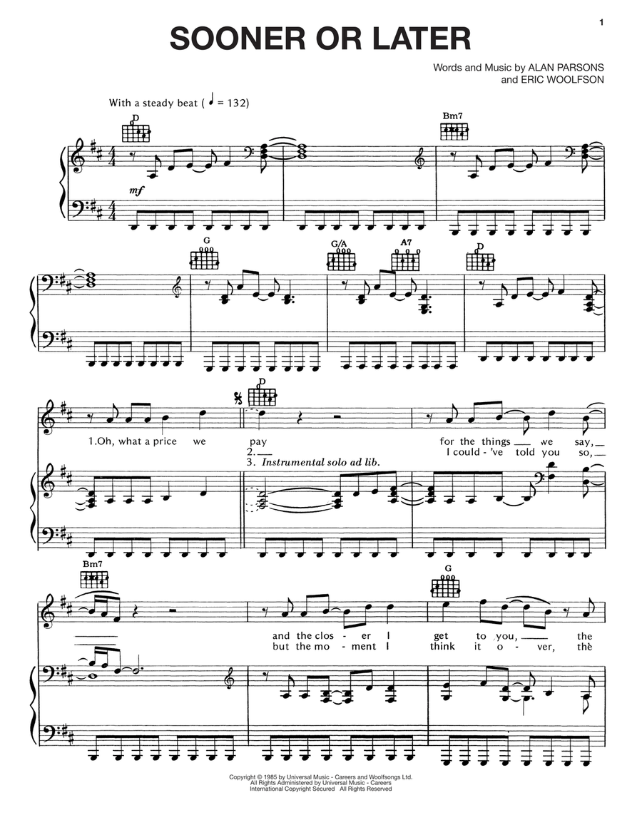 Sooner Or Later By The Alan Parsons Project Guitar Digital Sheet