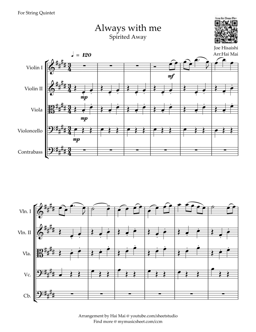 Always With Me (spirited Away) - Cello - Digital Sheet Music | Sheet ...