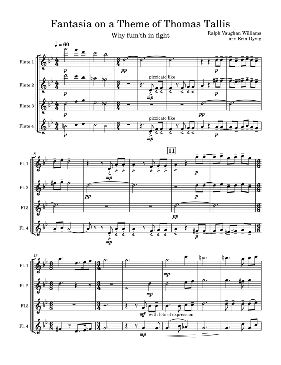 Fantasia on a Theme of Thomas Tallis by Ralph Vaughan Williams - Flute ...