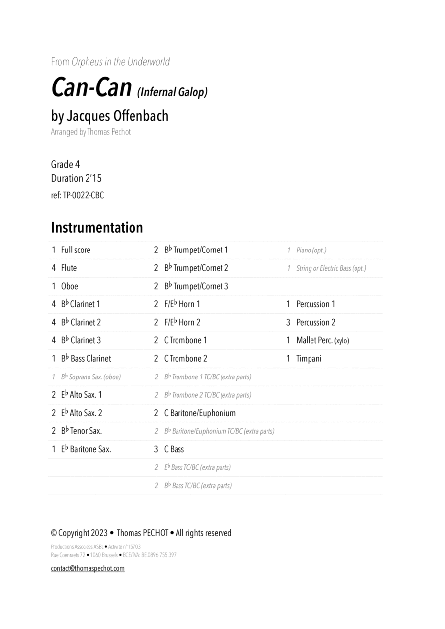 Can-Can (Orpheus in the Underworld) by Jacques Offenbach - Concert Band ...