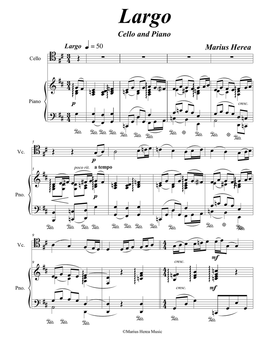 Largo - Piano, Cello Solo - Digital Sheet Music | Sheet Music Plus