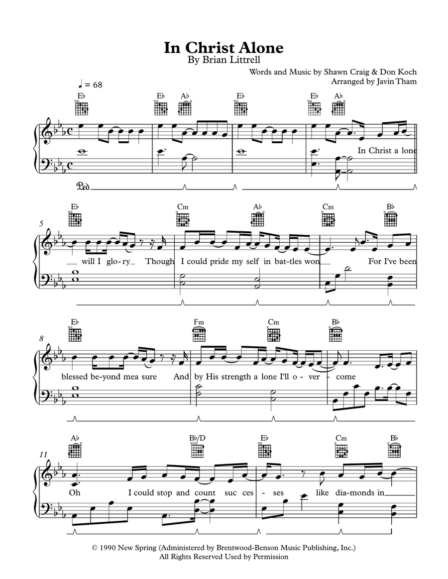 In Christ Alone - Voice, Piano, Vocal - Intermediate Digital Sheet ...