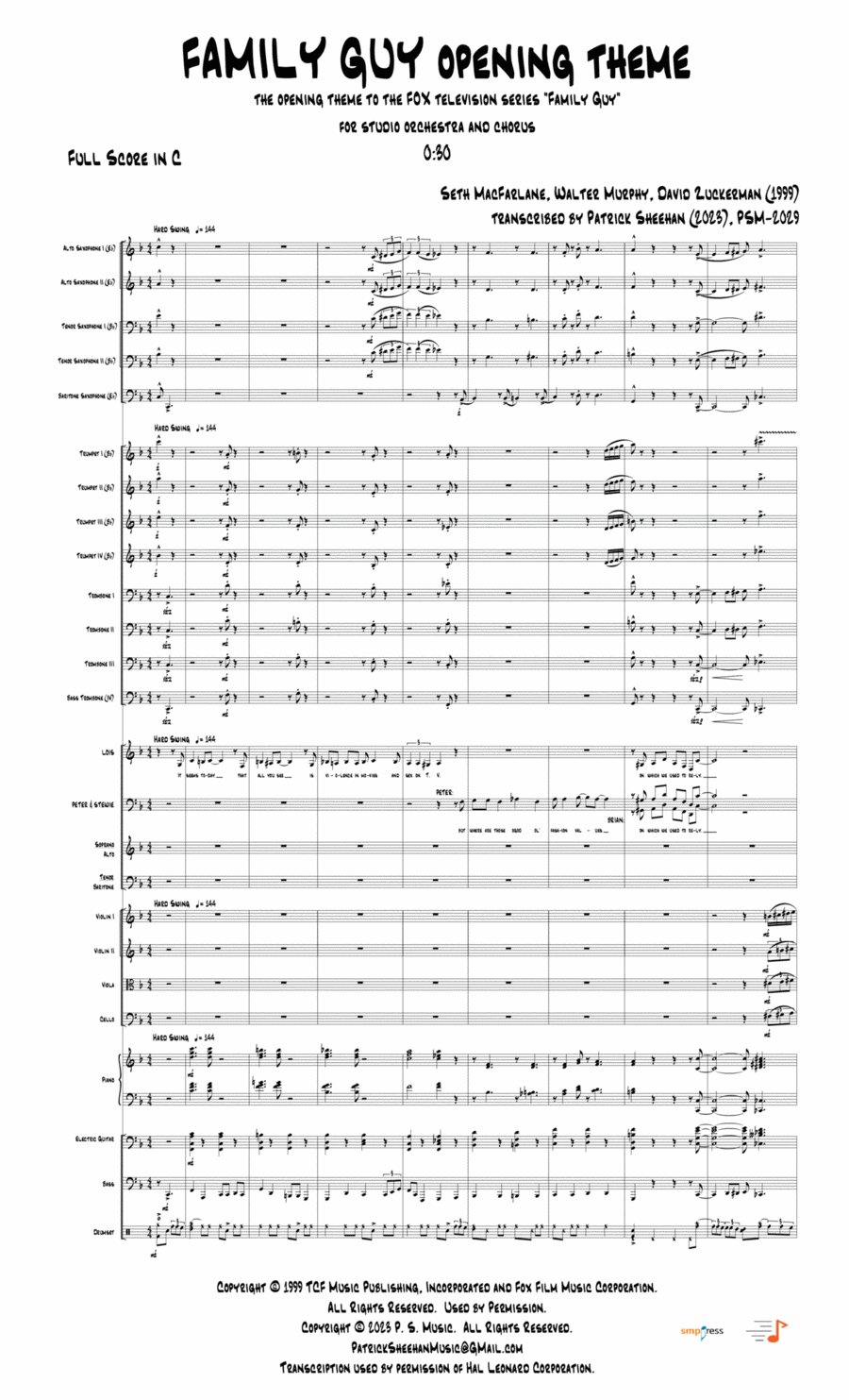 Theme From Family Guy by Walter Murphy - Jazz Ensemble - Advanced ...