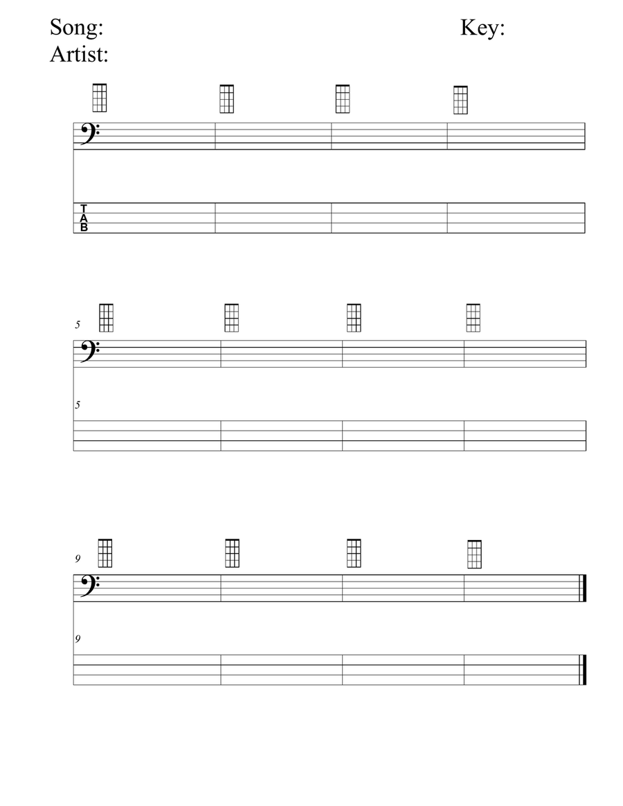 Blank Bass Sheet Music - TAB - Chord/Scale Chart - Bass Guitar ...