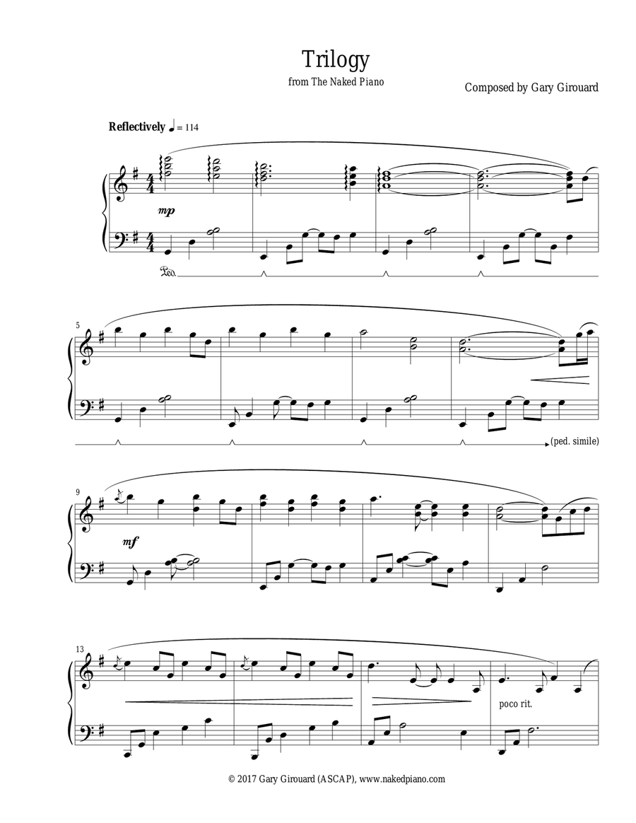 Trilogy (Original Version) - Piano Solo - Intermediate Digital Sheet ...