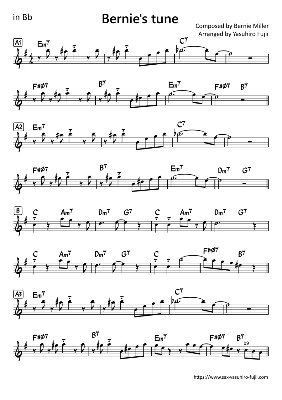 Bernie's Tune - Tenor Saxophone, Saxophone Solo - Intermediate Digital ...