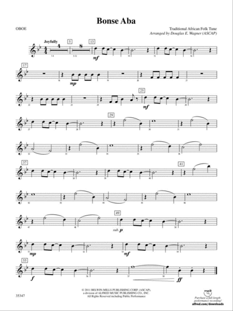 Bonse Aba: Oboe by Douglas E. Wagner - Concert Band - Digital Sheet ... Bonse Aba: Oboe by Douglas E. Wagner - Concert Band - Digital Sheet ...