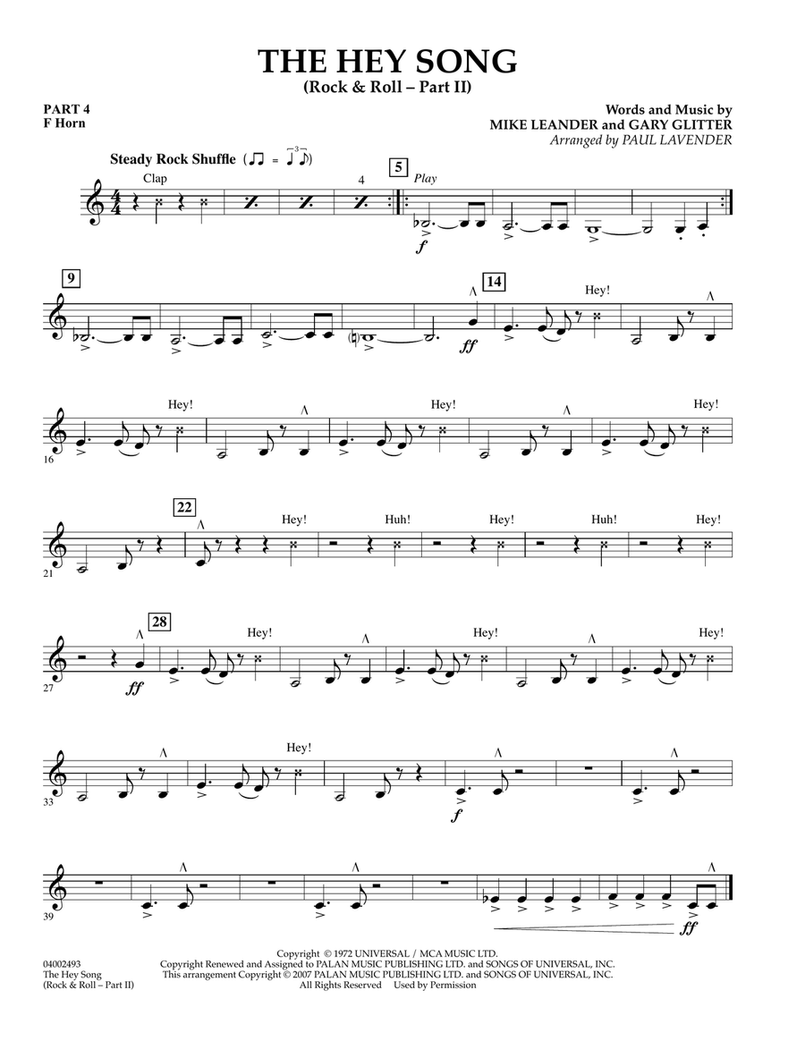 The Hey Song (Rock & Roll Part II) (Flex-Band) - Pt.4 - F Horn by Paul ...