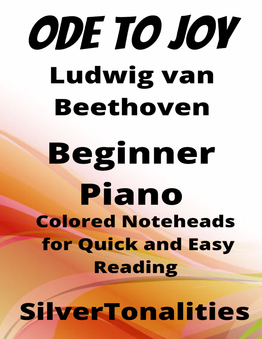 Ode to Joy Beginner Piano Sheet Music with Colored Notation by Ludwig ...