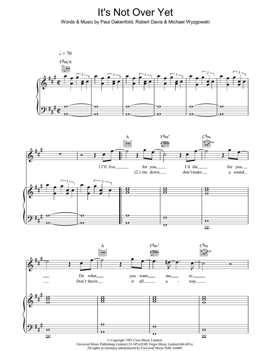 It's Not Over Yet - Acoustic Guitar, Piano, Voice - Digital Sheet Music ...