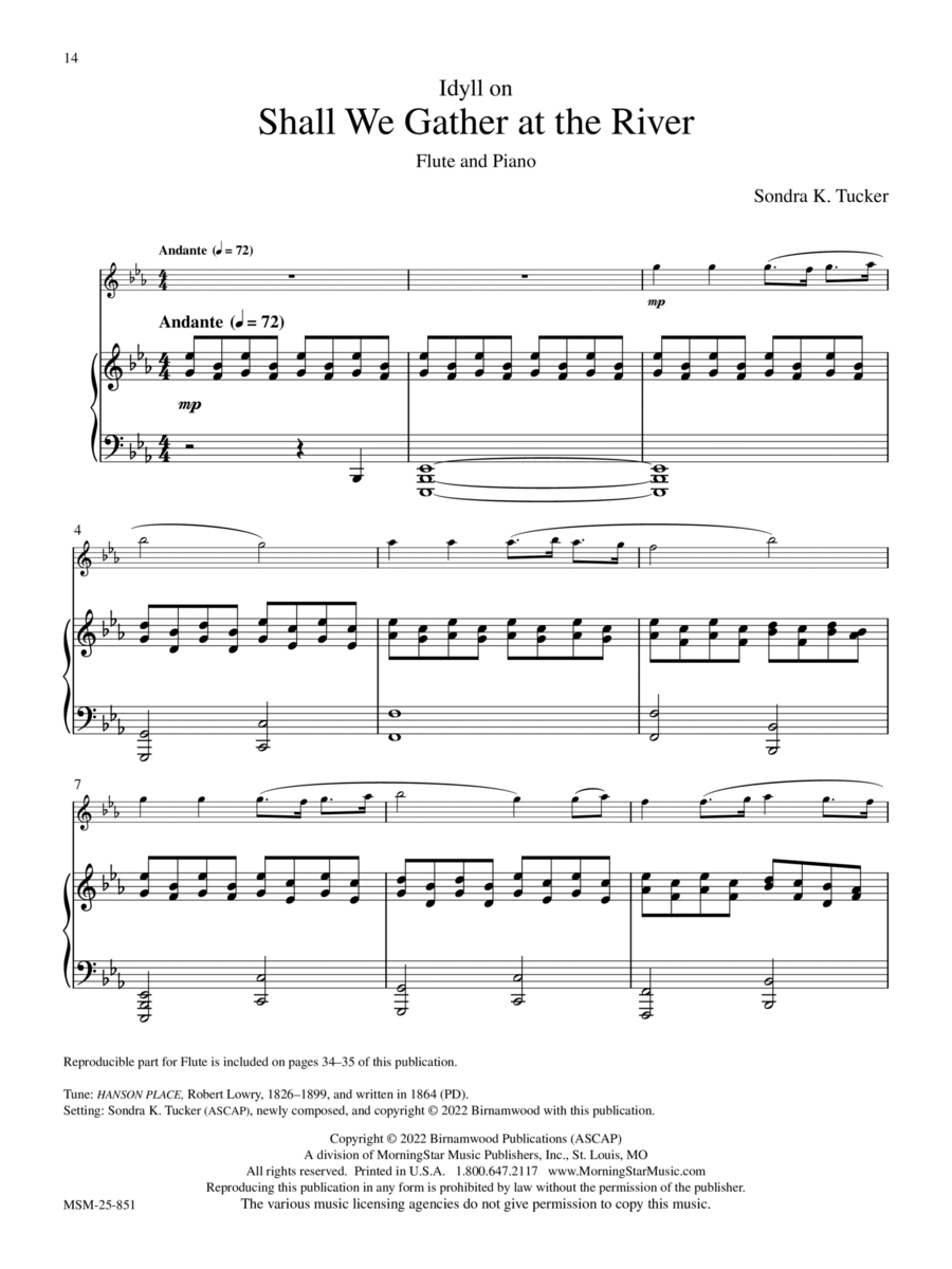 Idyll on Shall We Gather at the River by Sondra K. Tucker - Flute Solo ...