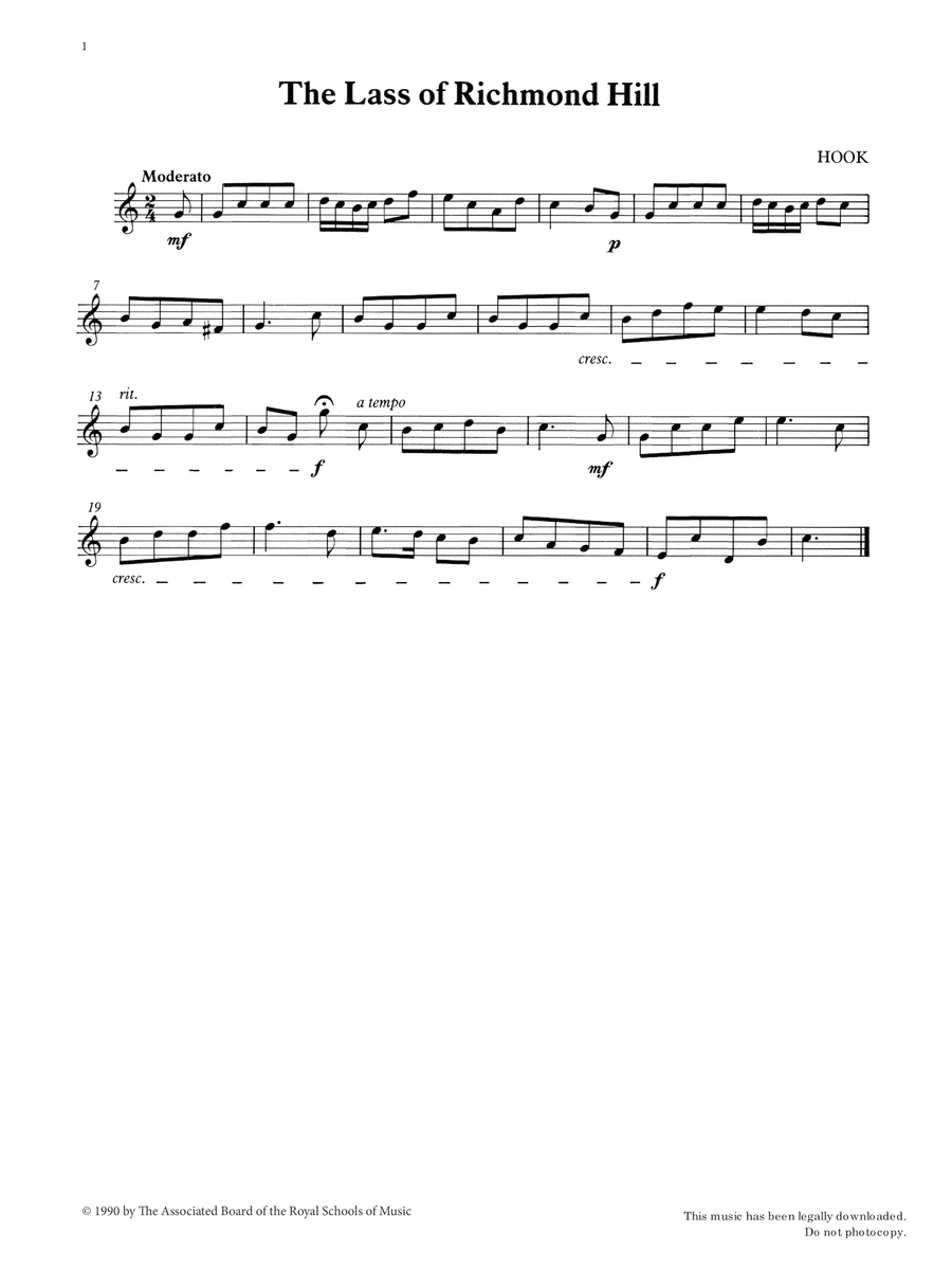 The Lass Of Richmond Hill From Graded Music For Tuned Percussion Book