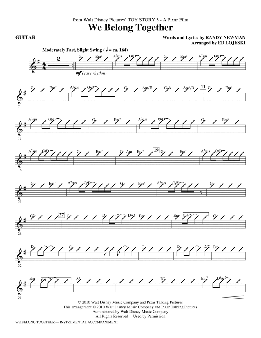 We Belong Together (from Toy Story 3) - Guitar by Randy Newman - Choir ...