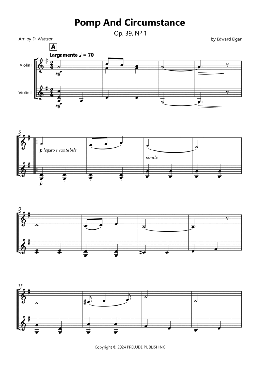 Pomp And Circumstance for violin duet by Edward Elgar - String Duet ...