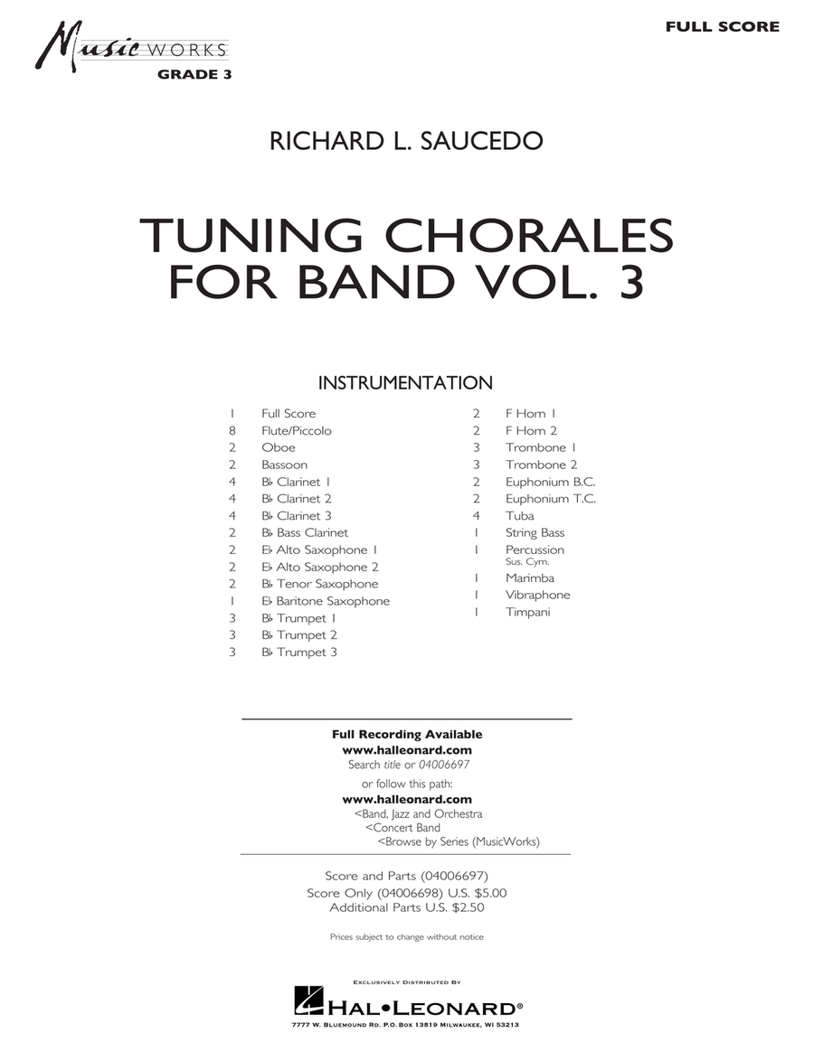 Tuning Chorales for Band Vol. 3 - Conductor Score (Full Score) by ...