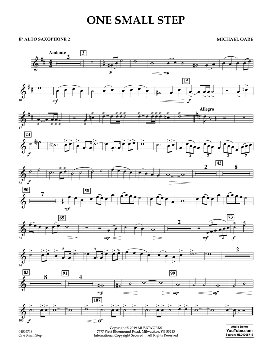 One Small Step Eb Alto Saxophone 2 By Michael Oare Alto Saxophone