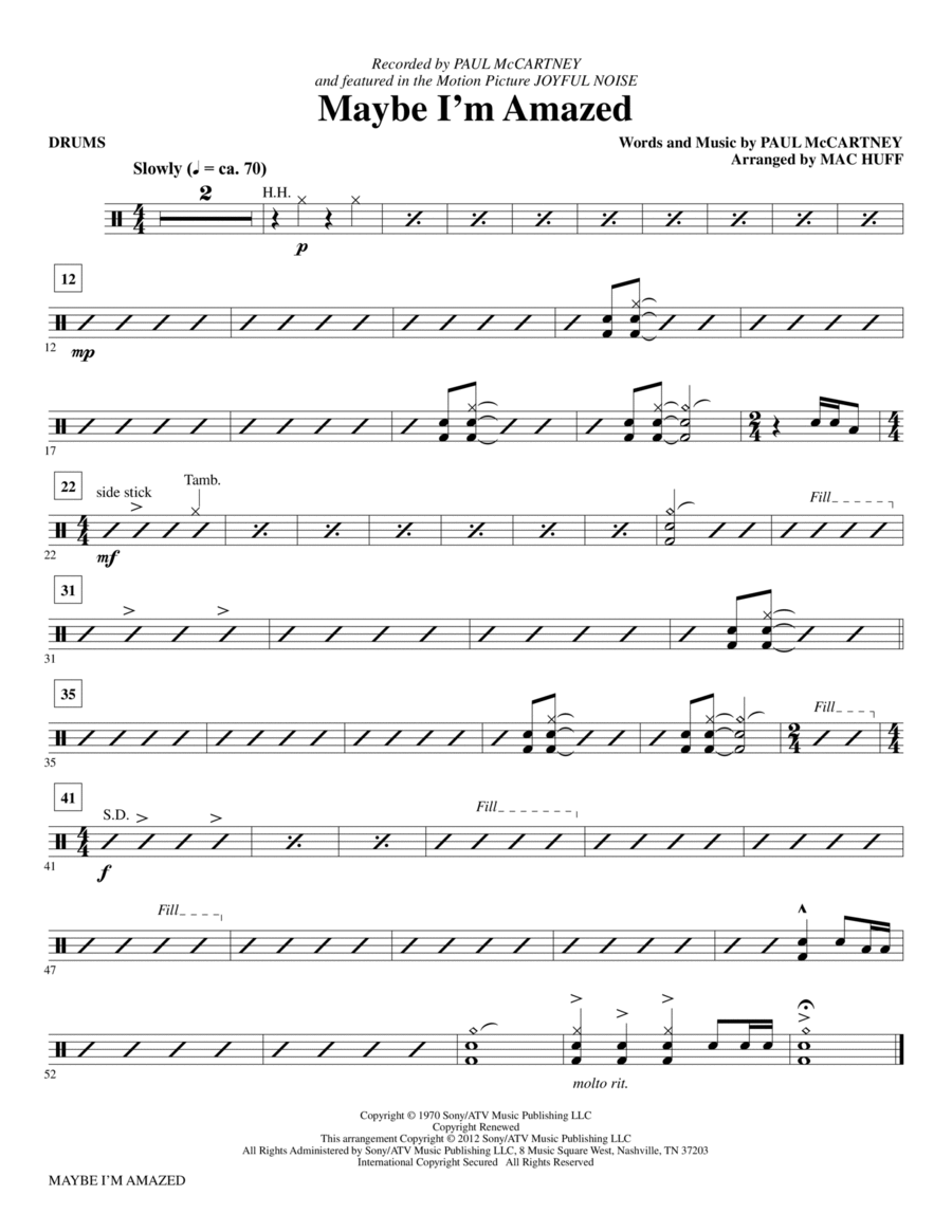 Maybe Im Amazed Drums By Mac Huff Choir Digital Sheet Music