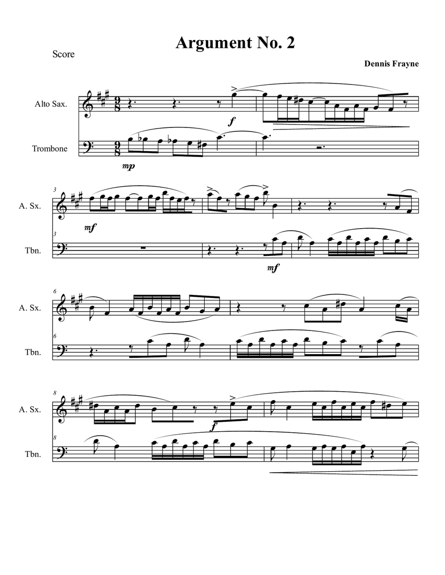 Argument No. 2 - Alto Saxophone, Trombone, Trombone Duet - Advanced ...