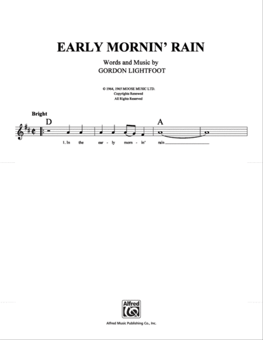 Early Mornin Rain By Gordon Lightfoot School And Community Digital