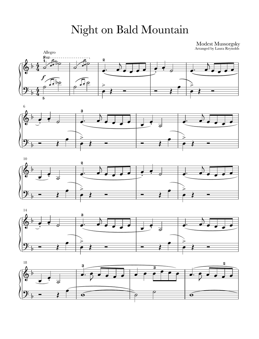 Night on Bald Mountain Easy Beginner by Modest Petrovich Mussorgsky ...