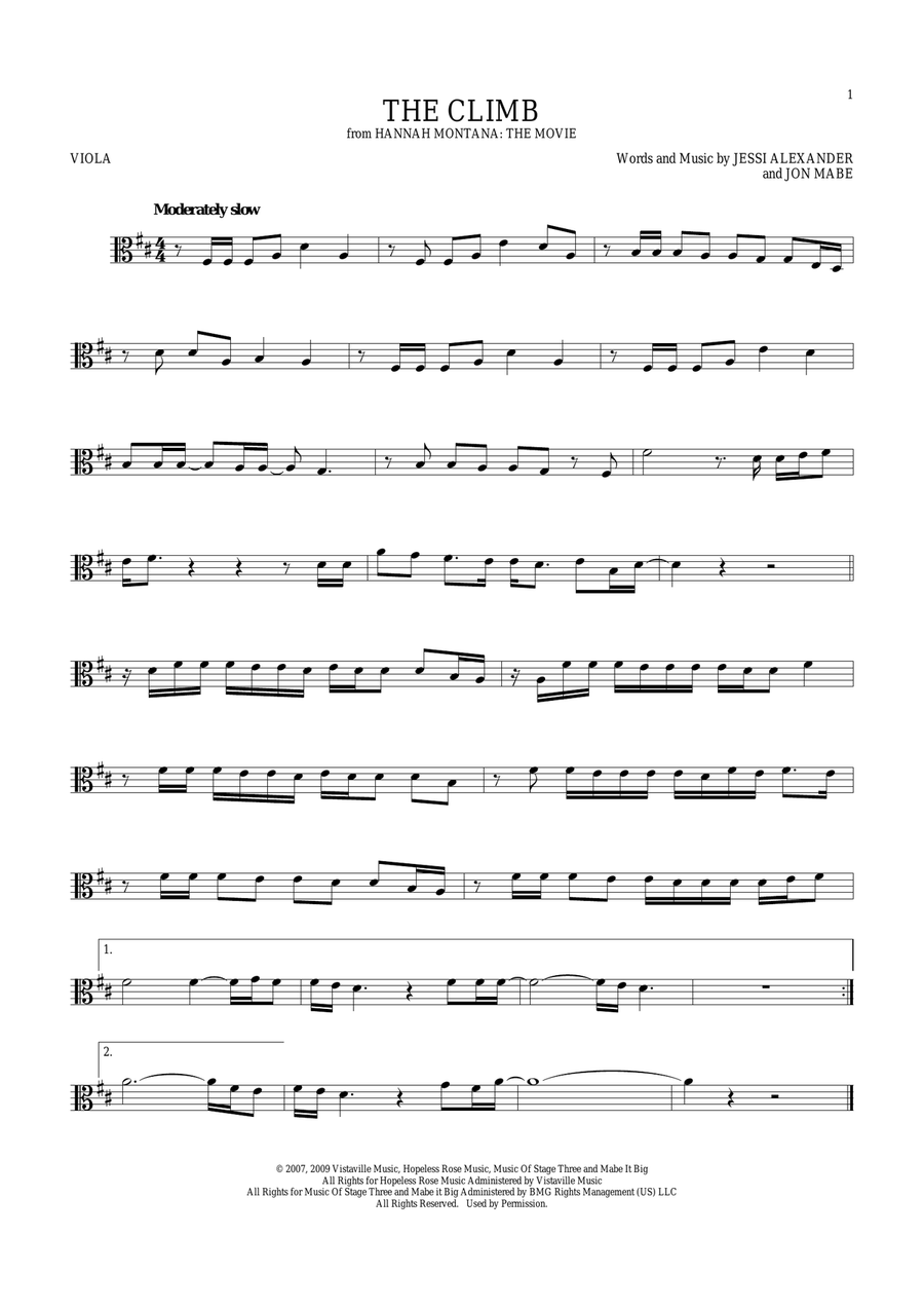 The Climb (from Hannah Montana: The Movie) by Miley Cyrus - Viola Solo ...
