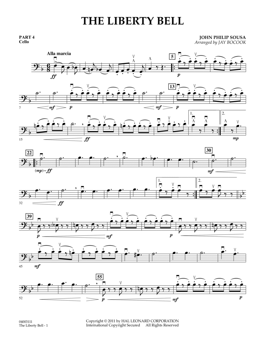 The Liberty Bell - Pt.4 - Cello by Jay Bocook - Concert Band - Digital ...