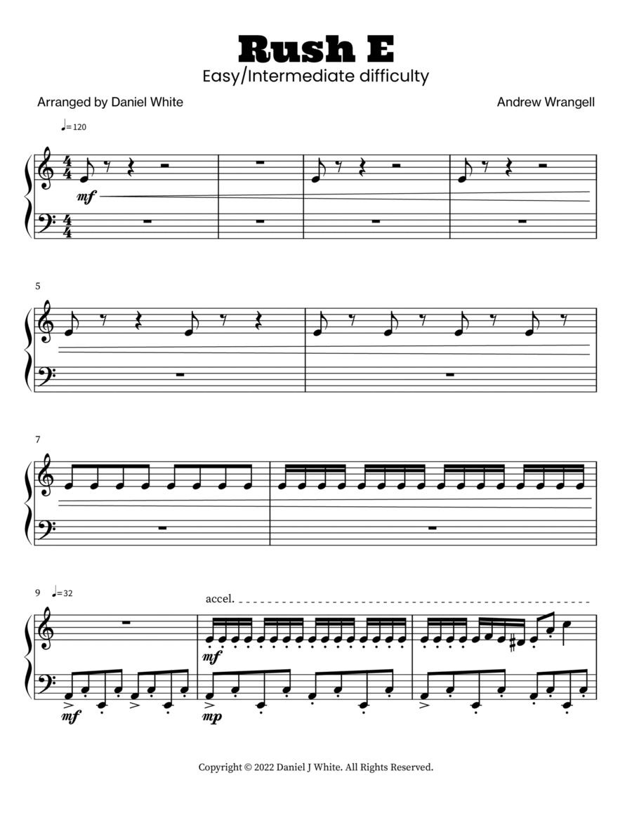Rush E - Piano Solo - Intermediate Digital Sheet Music | Sheet Music Plus