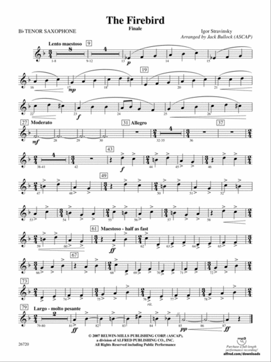The Firebird: B-flat Tenor Saxophone by Igor Stravinsky - Concert Band ...