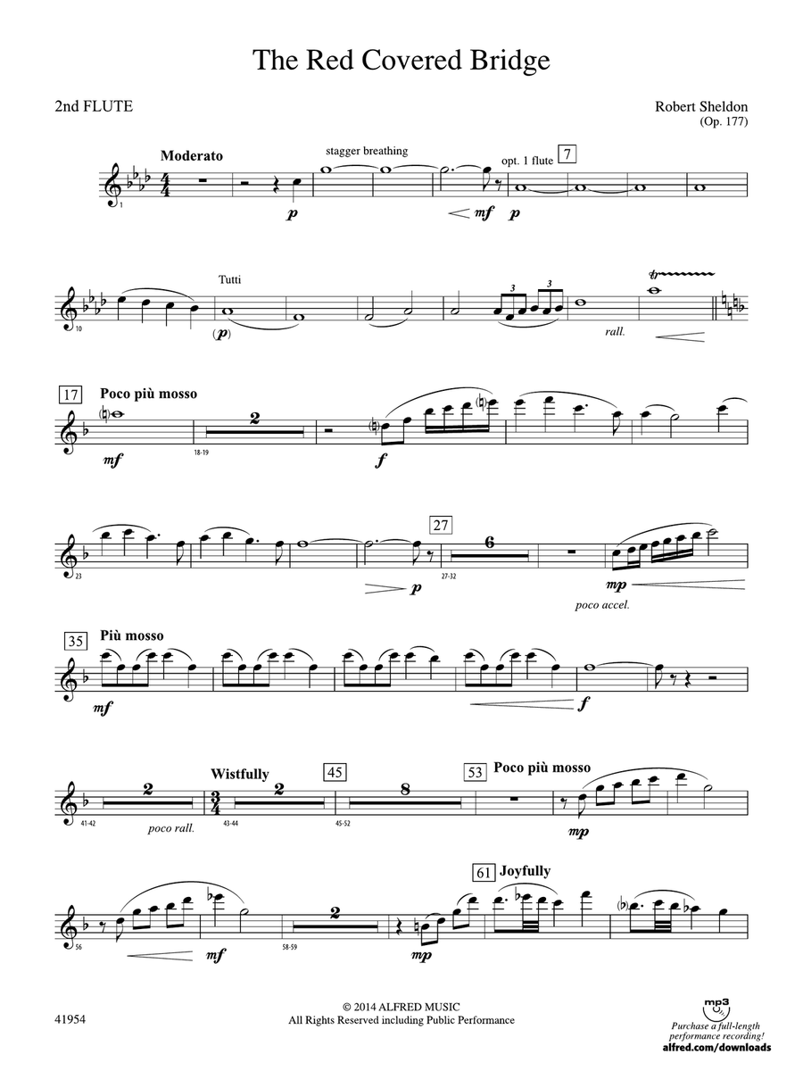 The Red Covered Bridge: 2nd Flute by Robert Sheldon - Concert Band ...