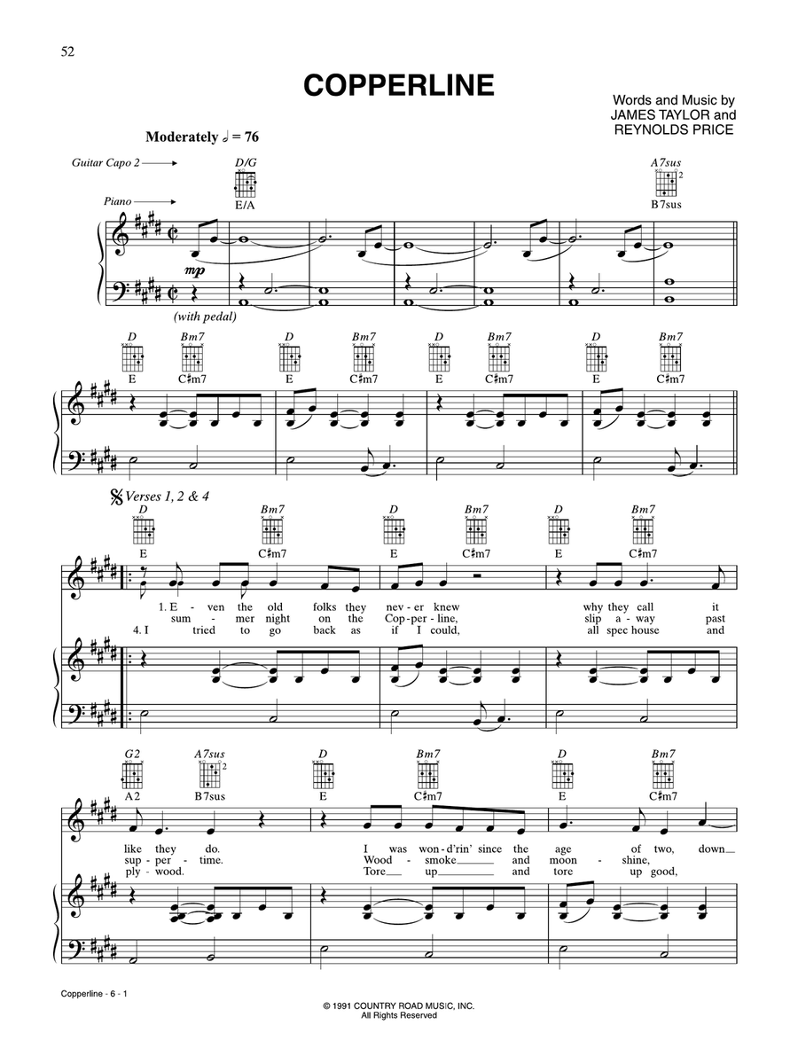 Copperline by James Taylor - Voice, Piano, Vocal, Guitar - Digital ...