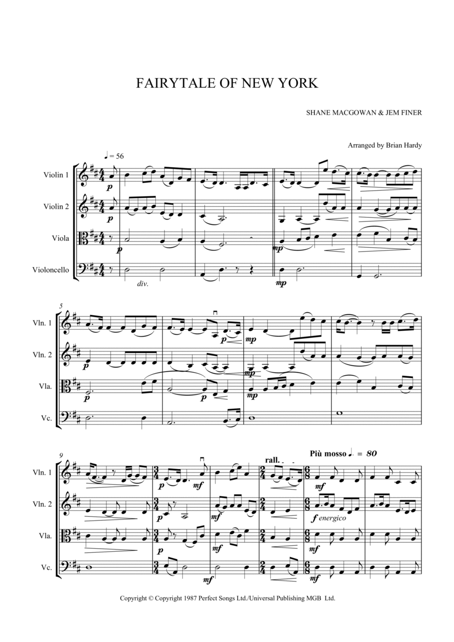 Fairytale Of New York - Cello, Viola, Violin - Intermediate Digital ...