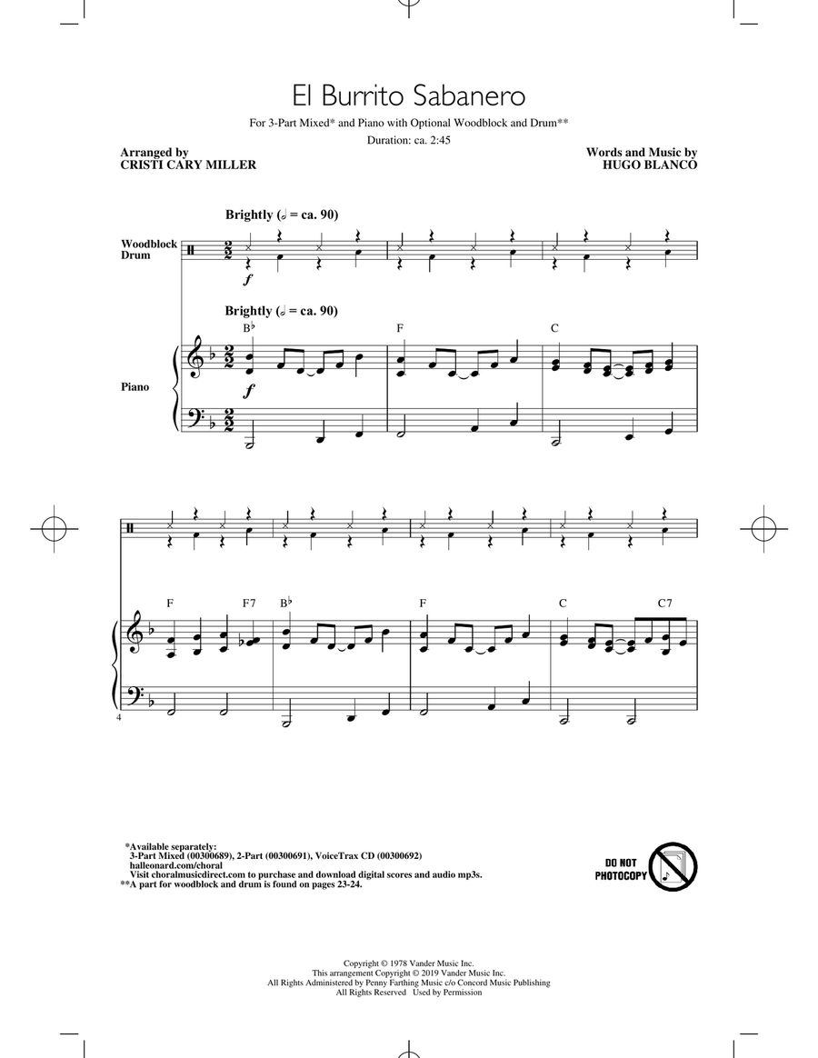 El Burrito Sabanero (Mi Burrito Sabanero) (arr. Cristi Cary Miller) by ...