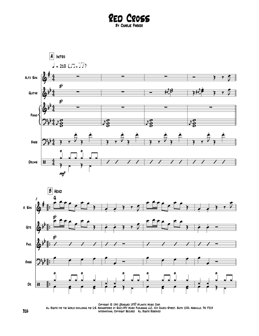 Red Cross by Charlie Parker - Score - Digital Sheet Music | Sheet Music ...