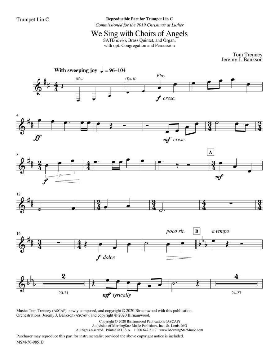 We Sing with Choirs of Angels (Brass Parts) by Jeremy J. Bankson ...