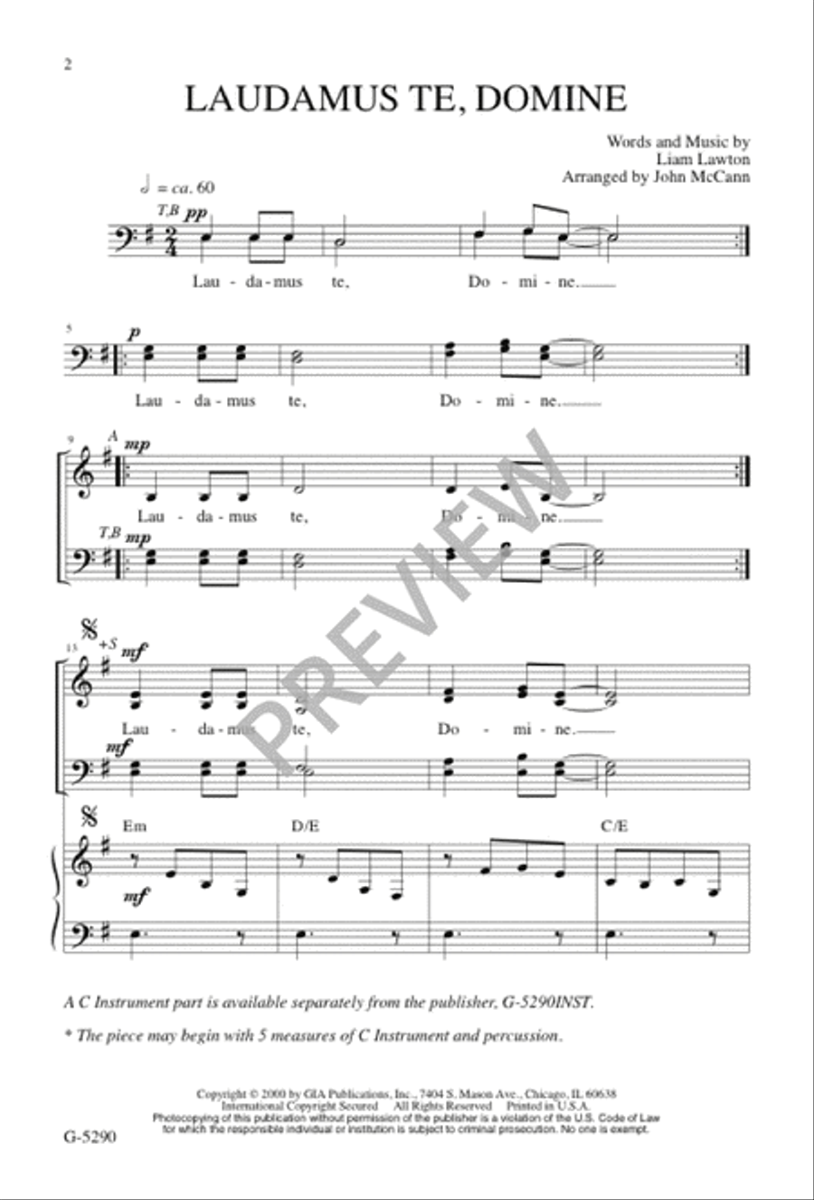 Laudamus te, Domine by Liam Lawton - 4-Part - Sheet Music | Sheet Music ...