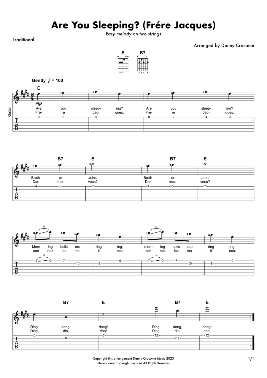 Are You Sleeping? (Frére Jacques) (two string melody) by Traditional ...