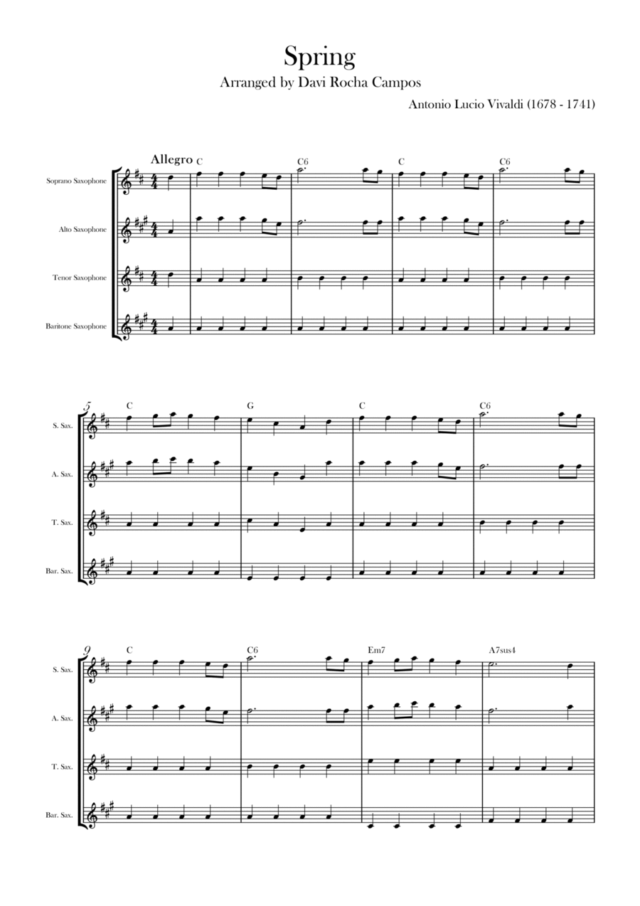 Spring - Tenor Saxophone, Soprano Saxophone, Baritone Saxophone ...