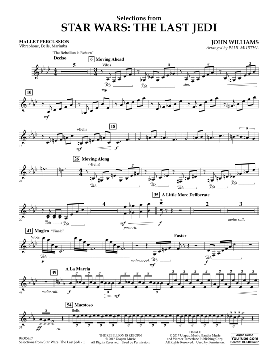 Selections from Star Wars: The Last Jedi - Mallet Percussion by John Williams - Concert Band ...