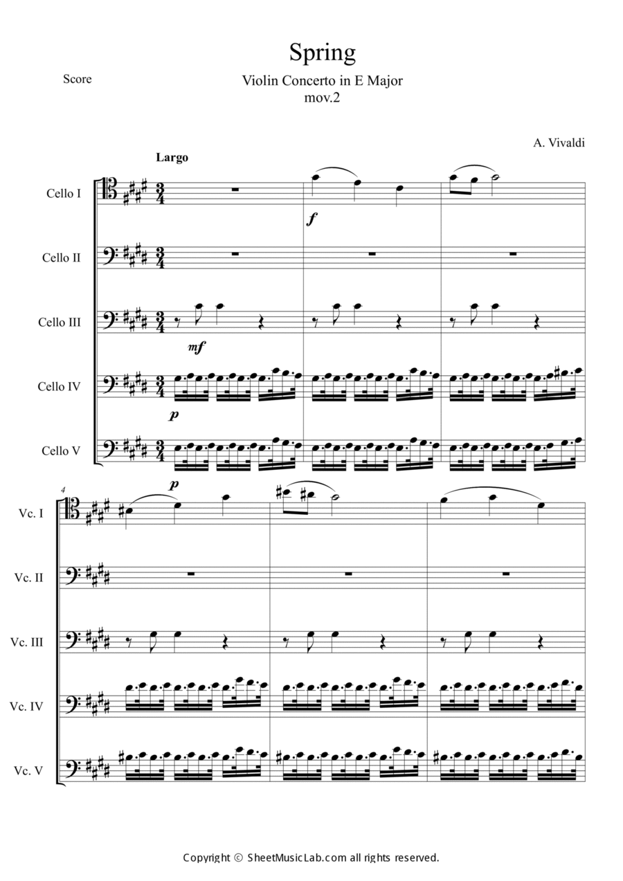 The Four Seasons: Spring 2nd Movement Hard Version by Antonio Vivaldi ...