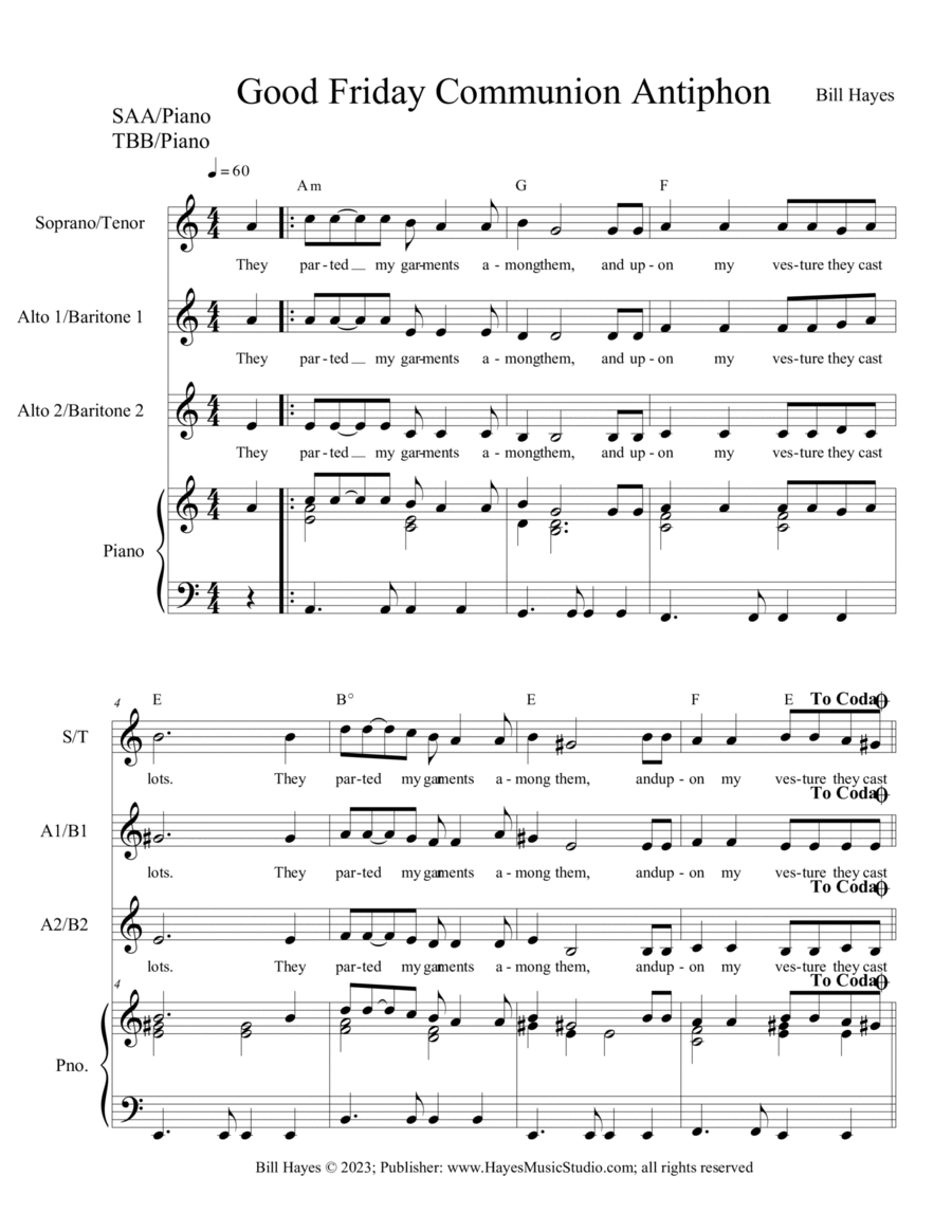 Good Friday Communion Antiphon - Guitar, Voice, Piano, Vocal, Guitar ...