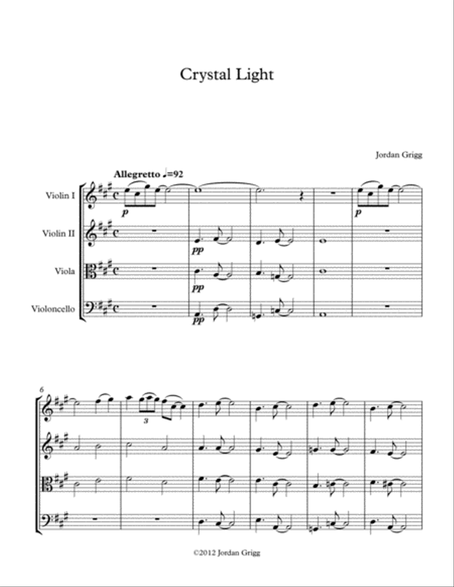 Crystal Light by Jordan Grigg - String Quartet - Digital Sheet Music ...