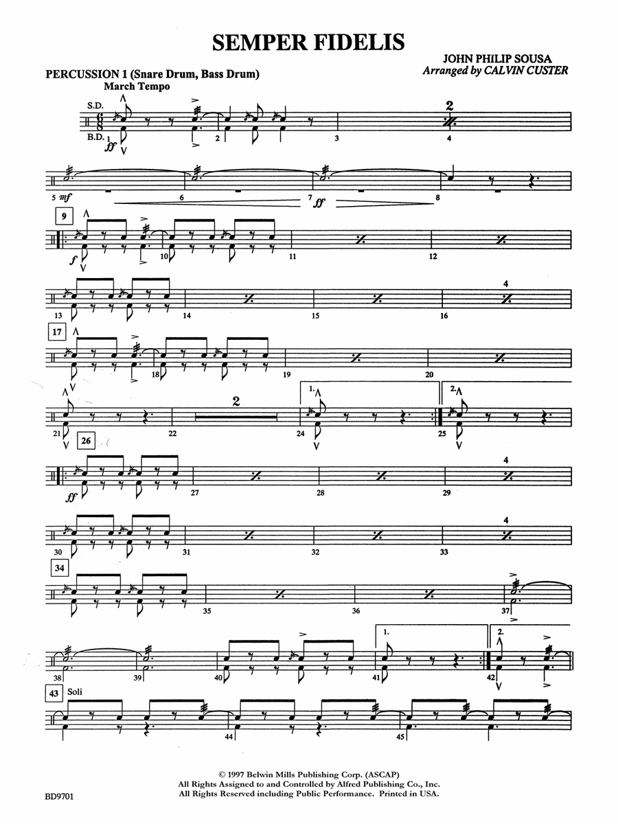 Semper Fidelis: 1st Percussion by Calvin Custer - Concert Band ...