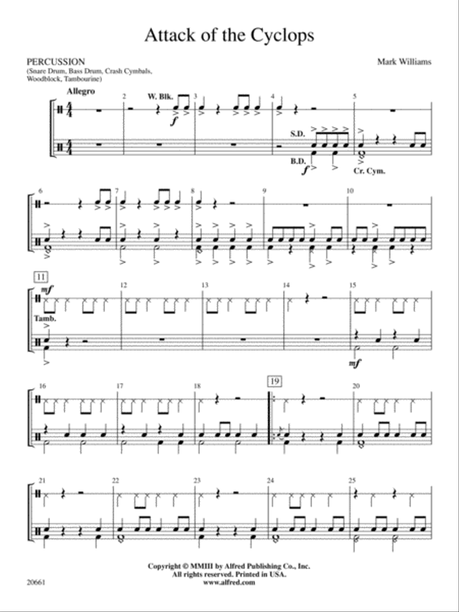 Attack of the Cyclops: 1st Percussion by Mark Williams - Concert Band ...