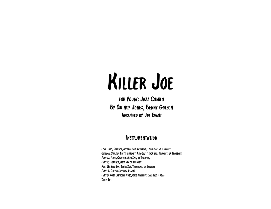 Cool Joe, Mean Joe (killer Joe) by Benny Golson - Jazz Ensemble, Small ...