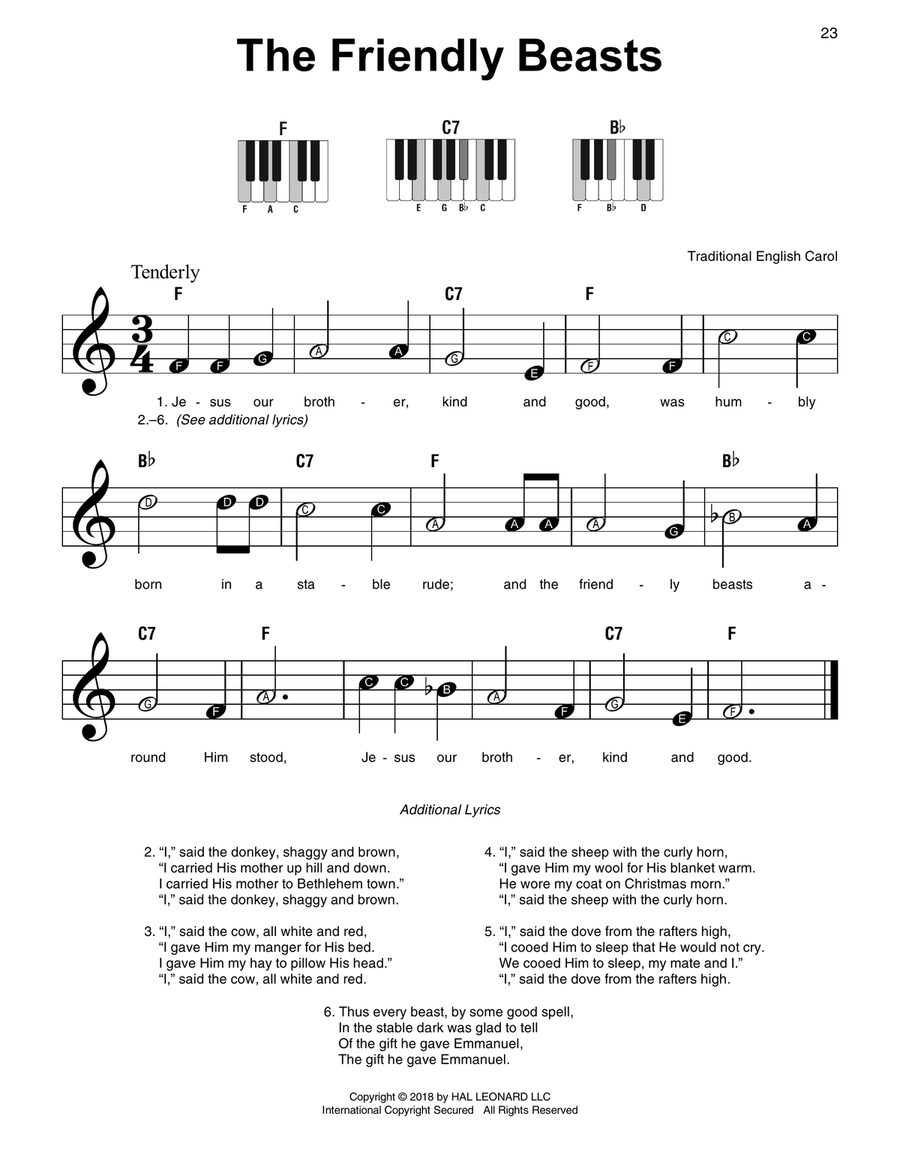 The Friendly Beasts by Traditional English Carol - Easy Piano - Digital ...