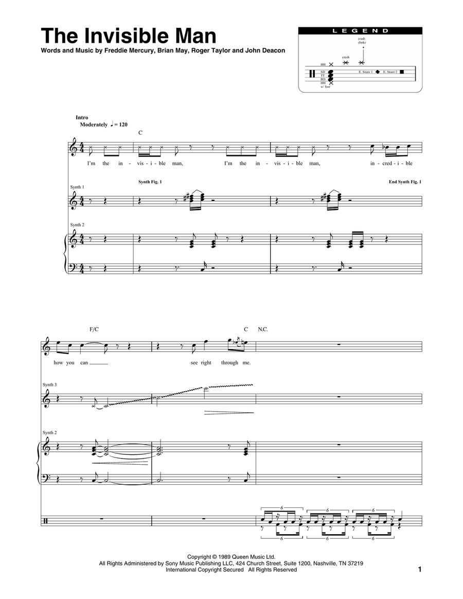 The Invisible Man by Queen - Piano, Bass Voice, Voice Solo - Digital ...