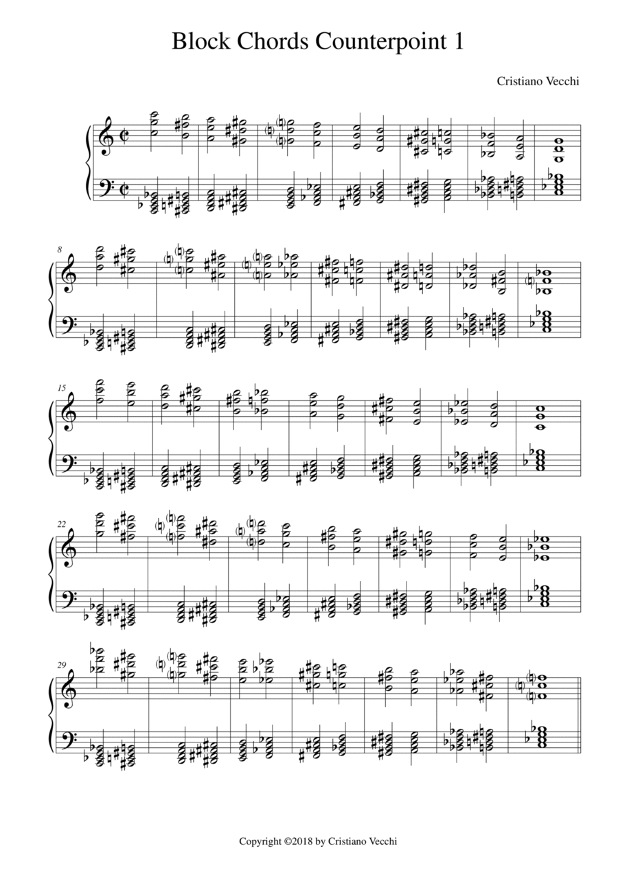 Block Chords Counterpoint 1 - Piano Method, Easy Piano - Digital Sheet ...