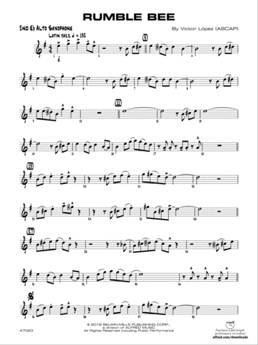 Rumble Bee: 2nd E-flat Alto Saxophone - Jazz Ensemble - Digital Sheet ...