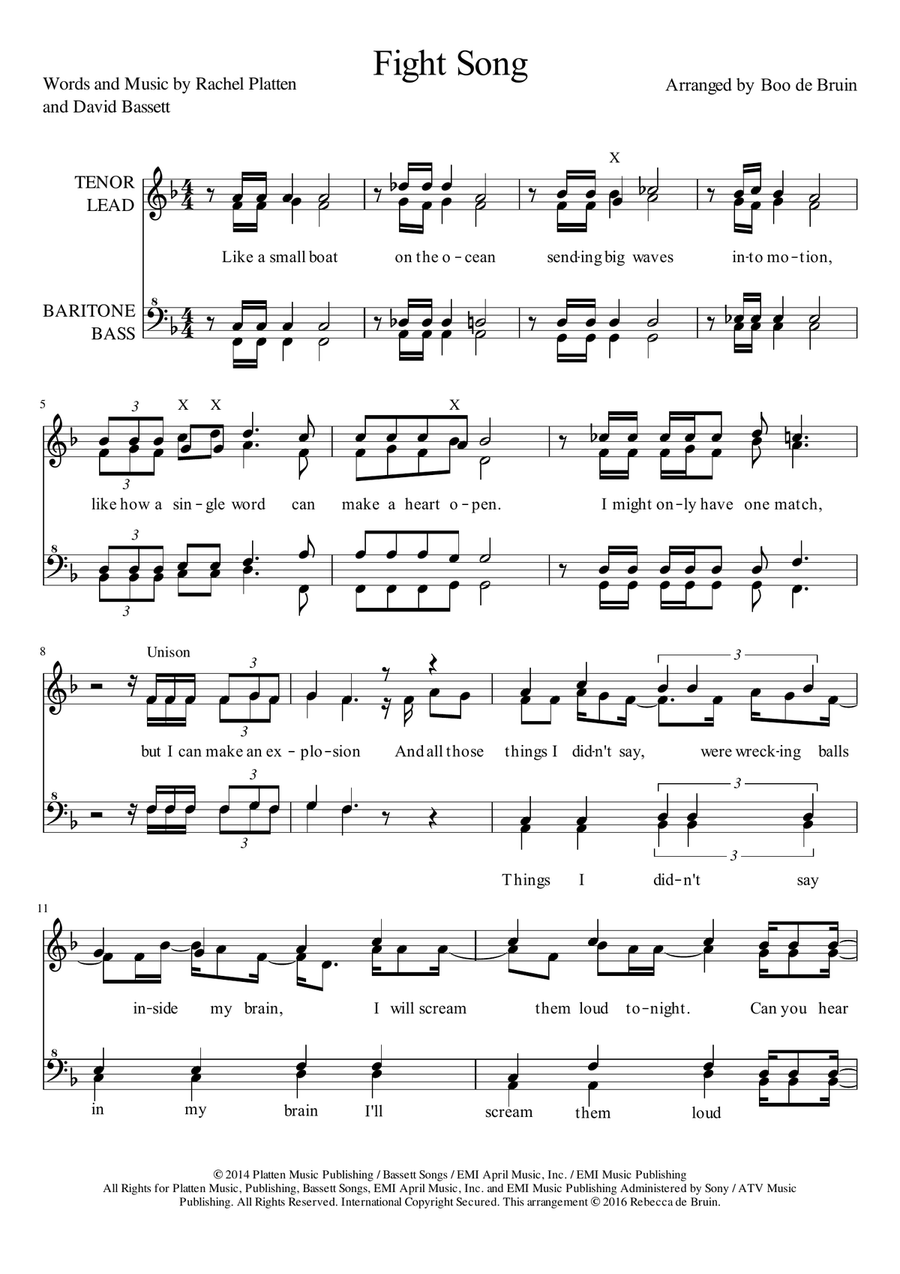 Fight Song by Rachel Platten - Choir, SSA, 3-Part - Early Intermediate ...